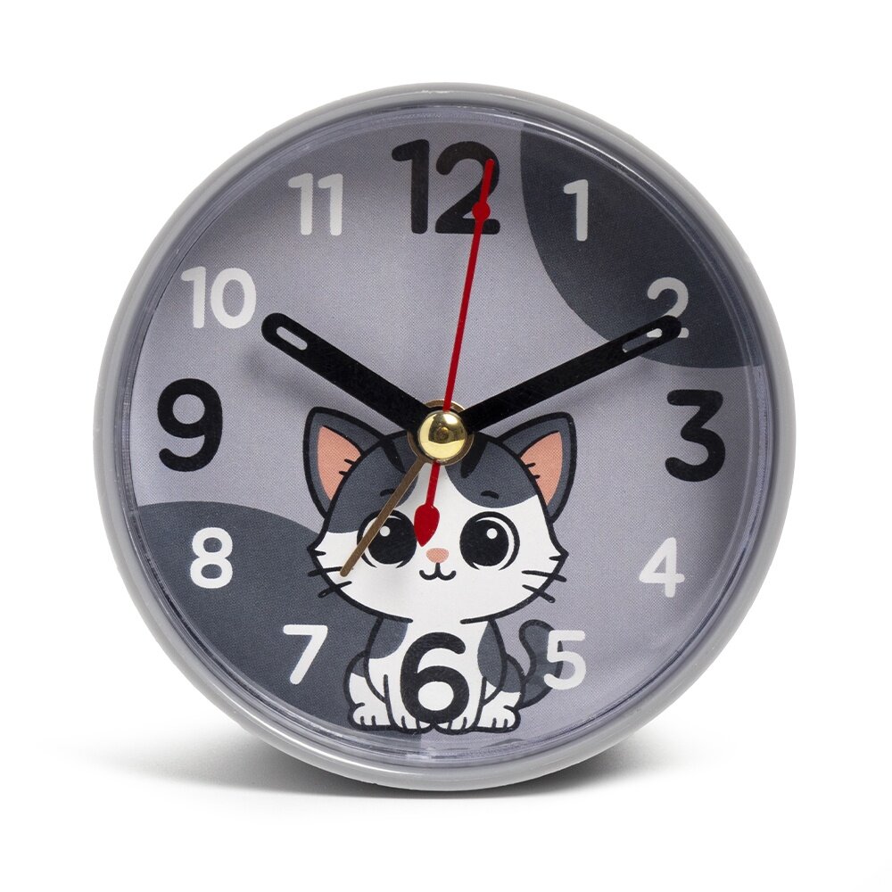 Будильник B7-037 кварц серые "Котёнок"