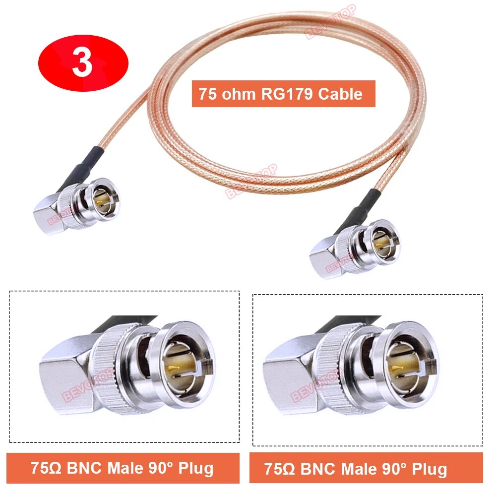 BEVOTOP BT1197-RG179 BNC-BNC конвертер адаптер кабель 15см 50CM, BNC M90 to BNC M90