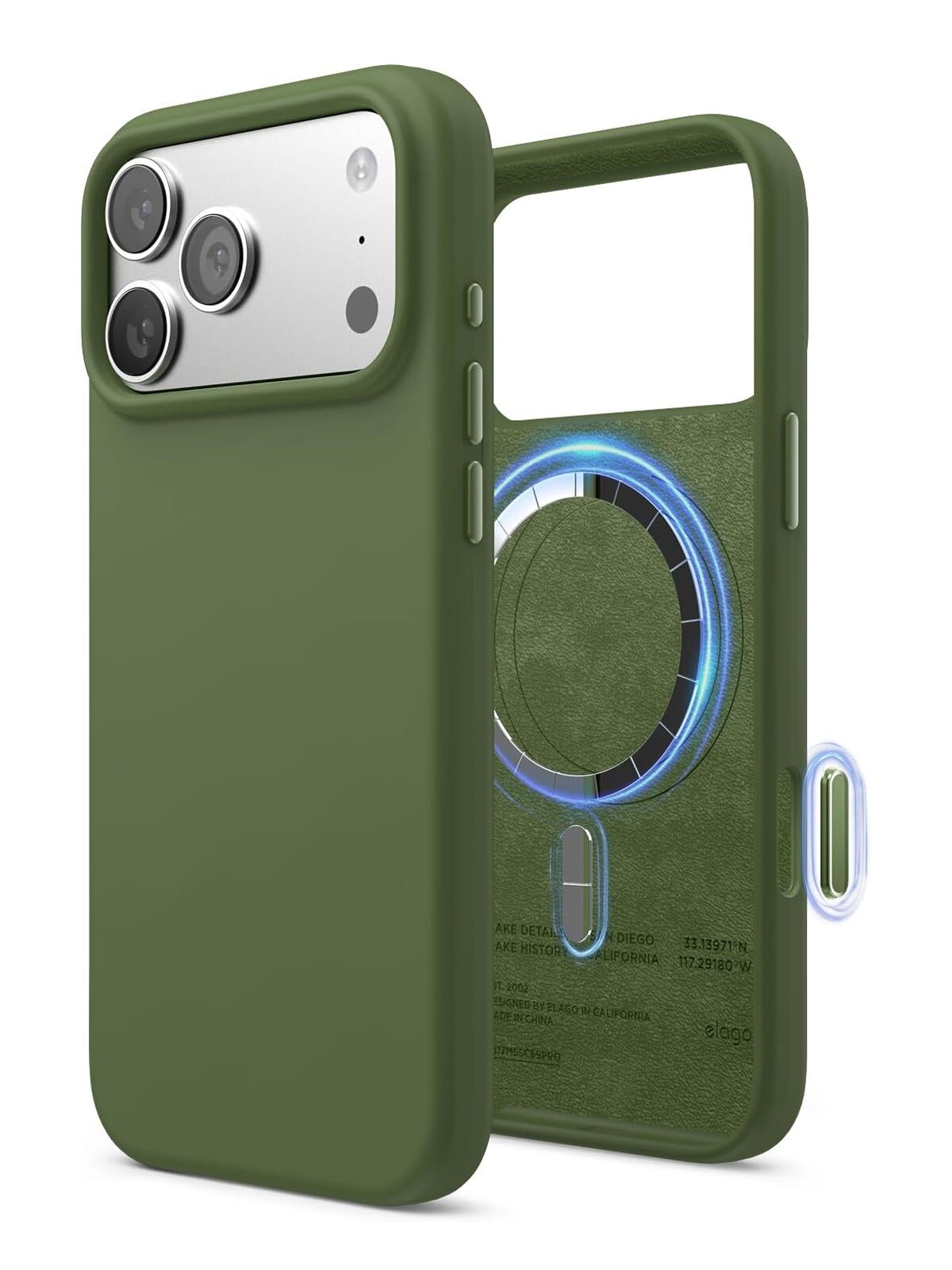 Elago силиконовый чехол для iPhone 17 Pro, Magnetic Silicone Cedar Green (MagSafe)