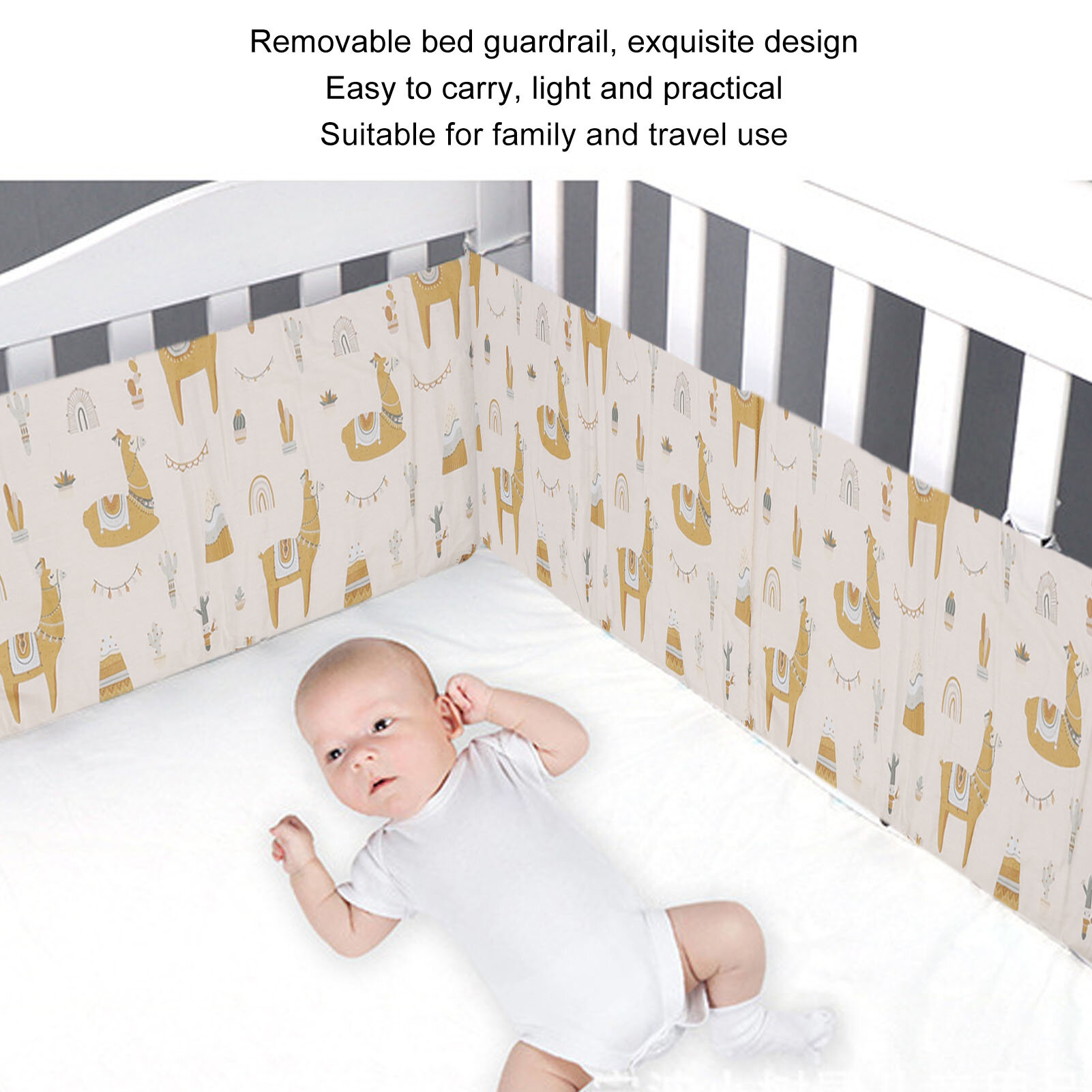 Защитный бампер для детской кроватки, съемные бортики для кровати, противоударные подушки для всех сезонов, рисунок из шерсти альпаки