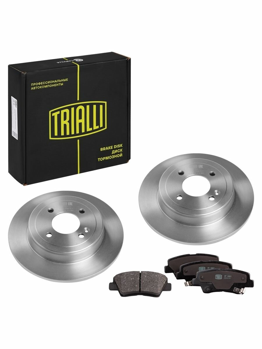Комплект тормозных дисков и колодок задних TRIALLI BK 084711 для Hyundai Accent, Kia Rio (4 шт.)