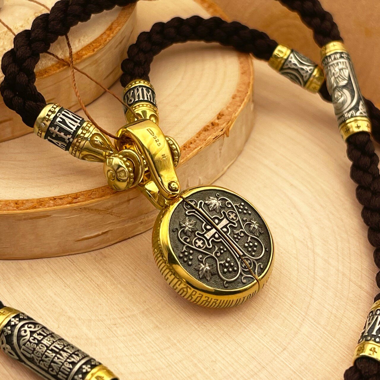 Комплект украшений, серебро, 925 проба, чернение, золочение, оксидирование