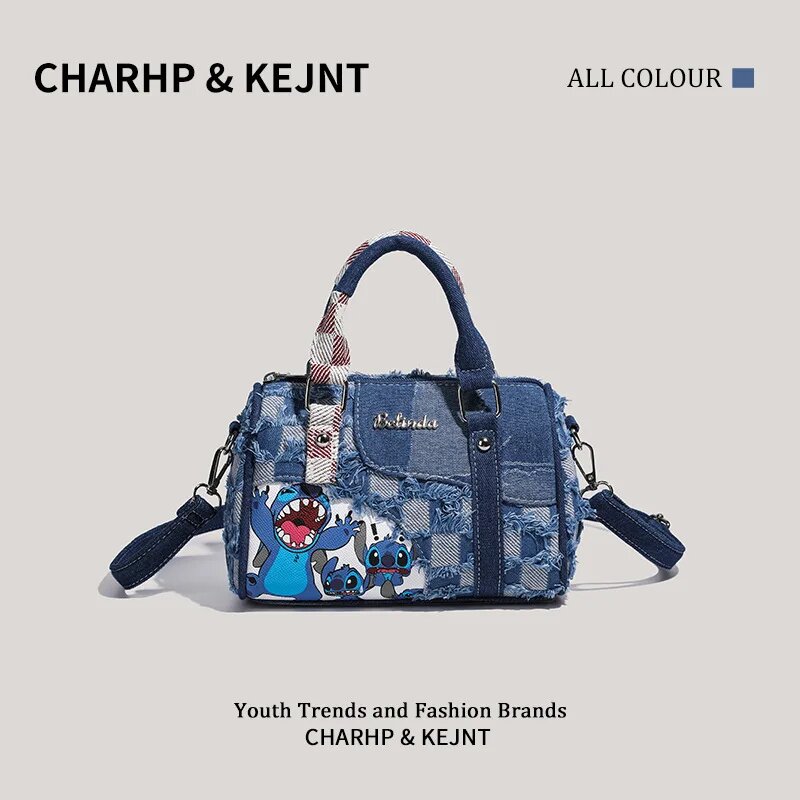 Сумка женская CHARHP & KEJNT Стич, джинсовая, бостон, ручная и плечевая