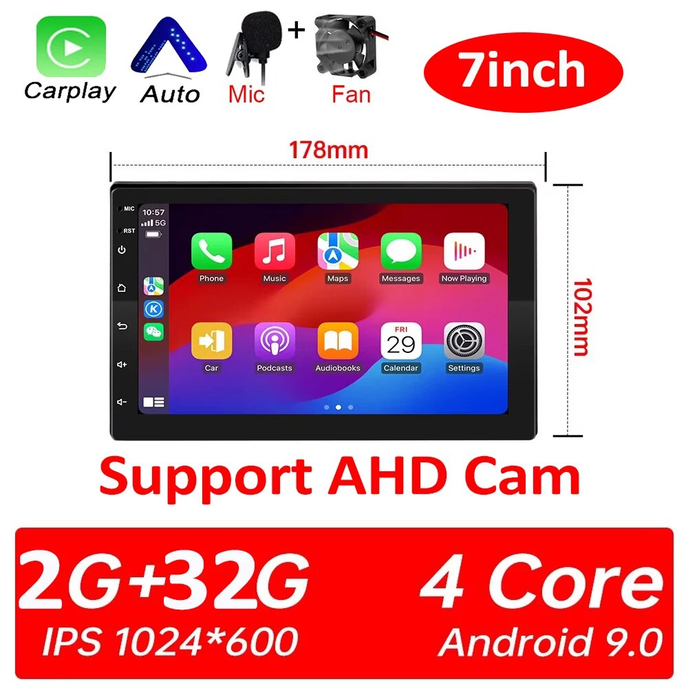 Автомагнитола DSP 15EQ, мультимедийный плеер на Android, экран 7 дюймов, 9 дюймов, 10 дюймов, 2 Гб ОЗУ, 16 Гб ПЗУ, с GPS Навигатором, стерео, AM, RDS, USB, Wi-Fi, без DVD, 7inch-2G-32G