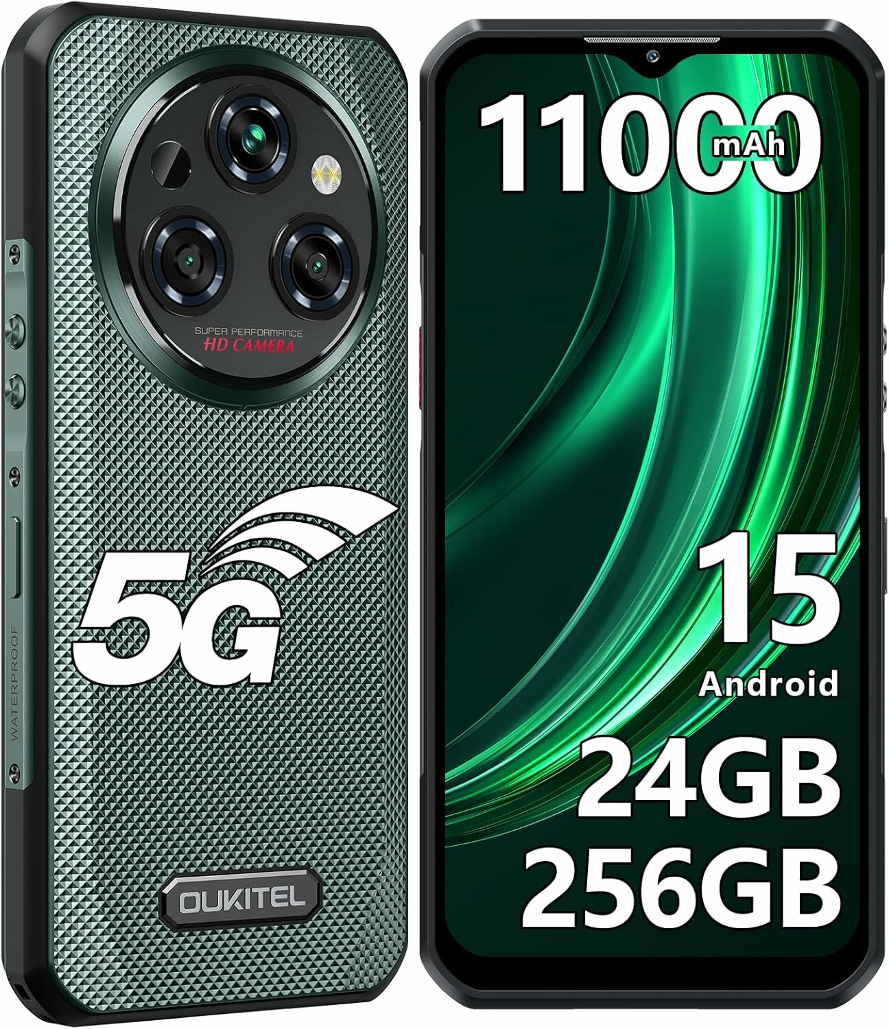 OUKITEL WP35 5G Android 15 — защищенный разблокированный смартфон с 8 ГБ ОЗУ, 256 ГБ памяти и TF-памятью 2 ТБ