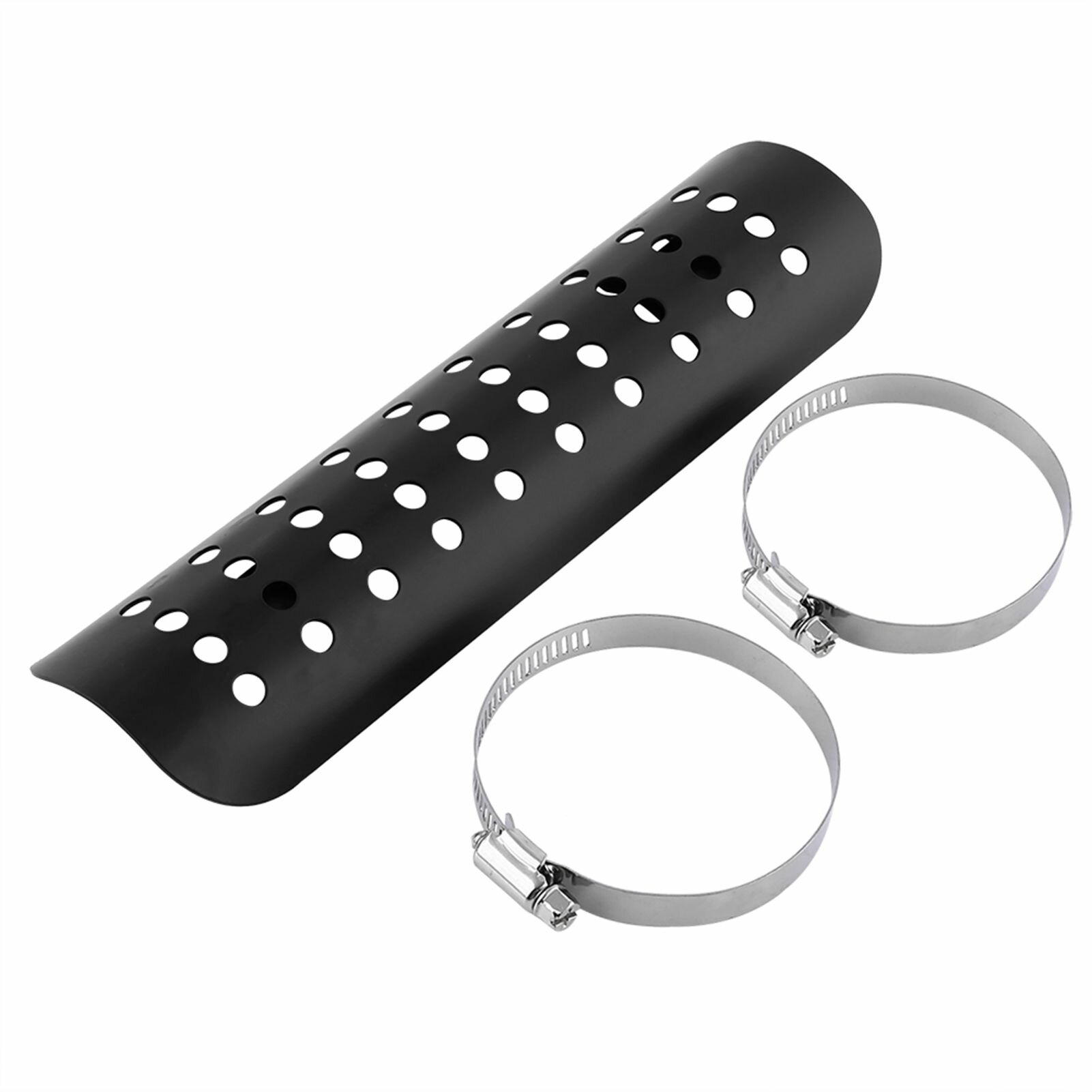 Мотоциклетный теплозащитный экран с круглым отверстием черного цвета