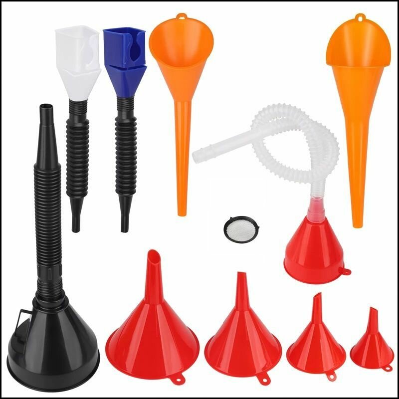 Набор из 10 автомобильных воронок, пластиковые воронки для масла с длинным горлышком