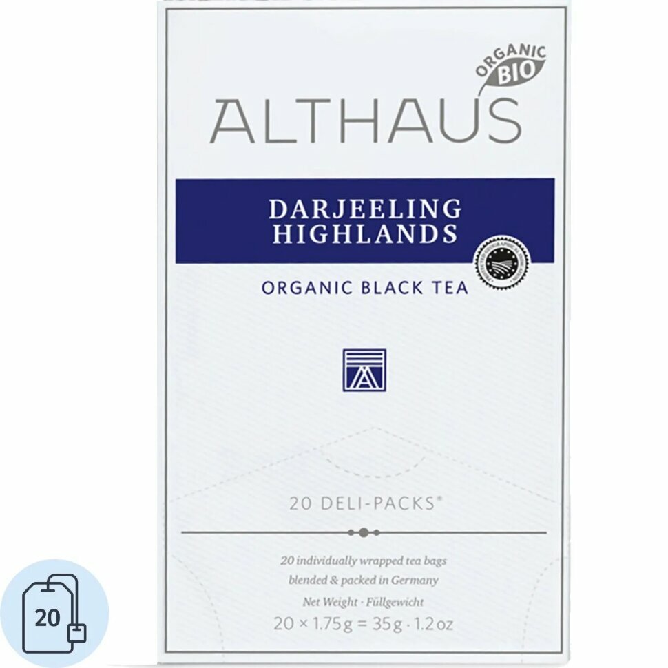 Чай пакетированный Althaus Darjeeling Highlands черный, 20x1.75г, 2361859