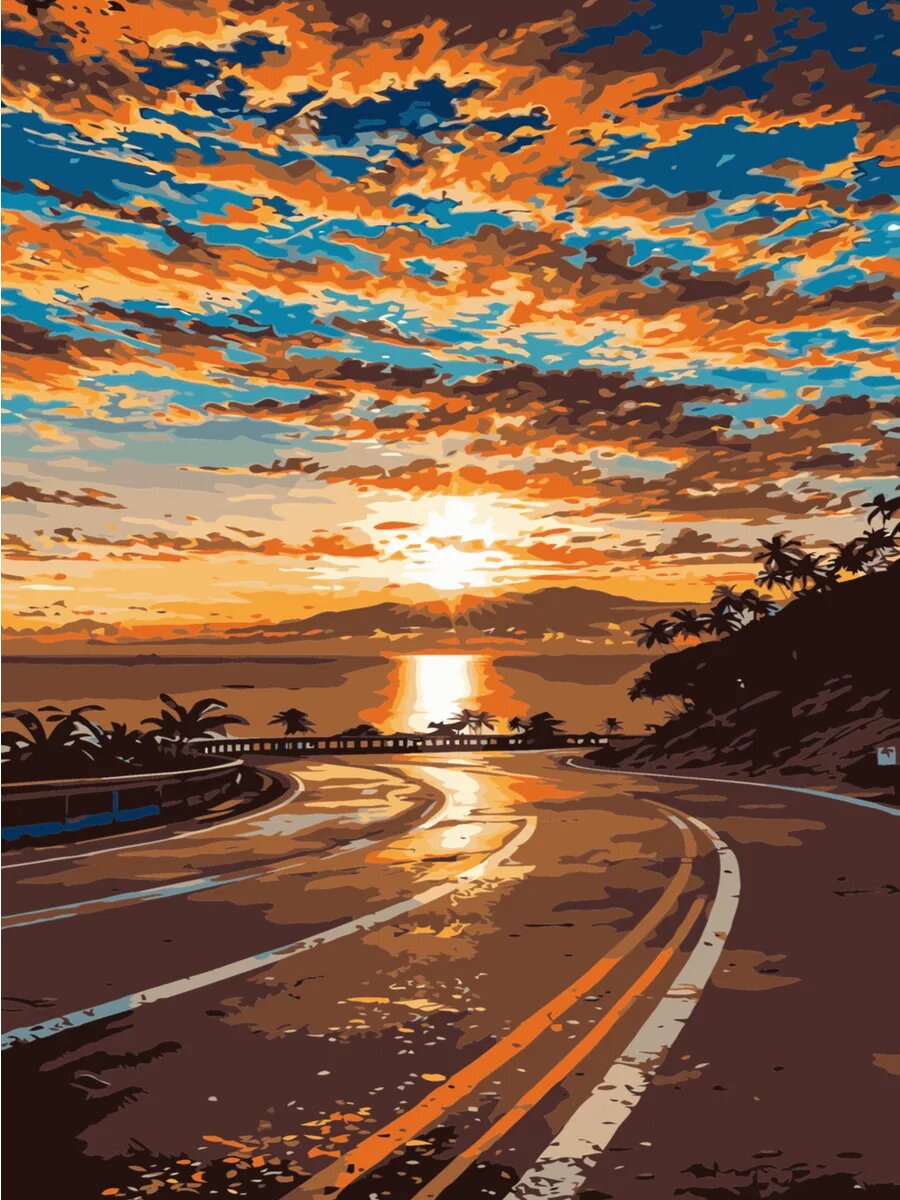 Картина по номерам дорога закат