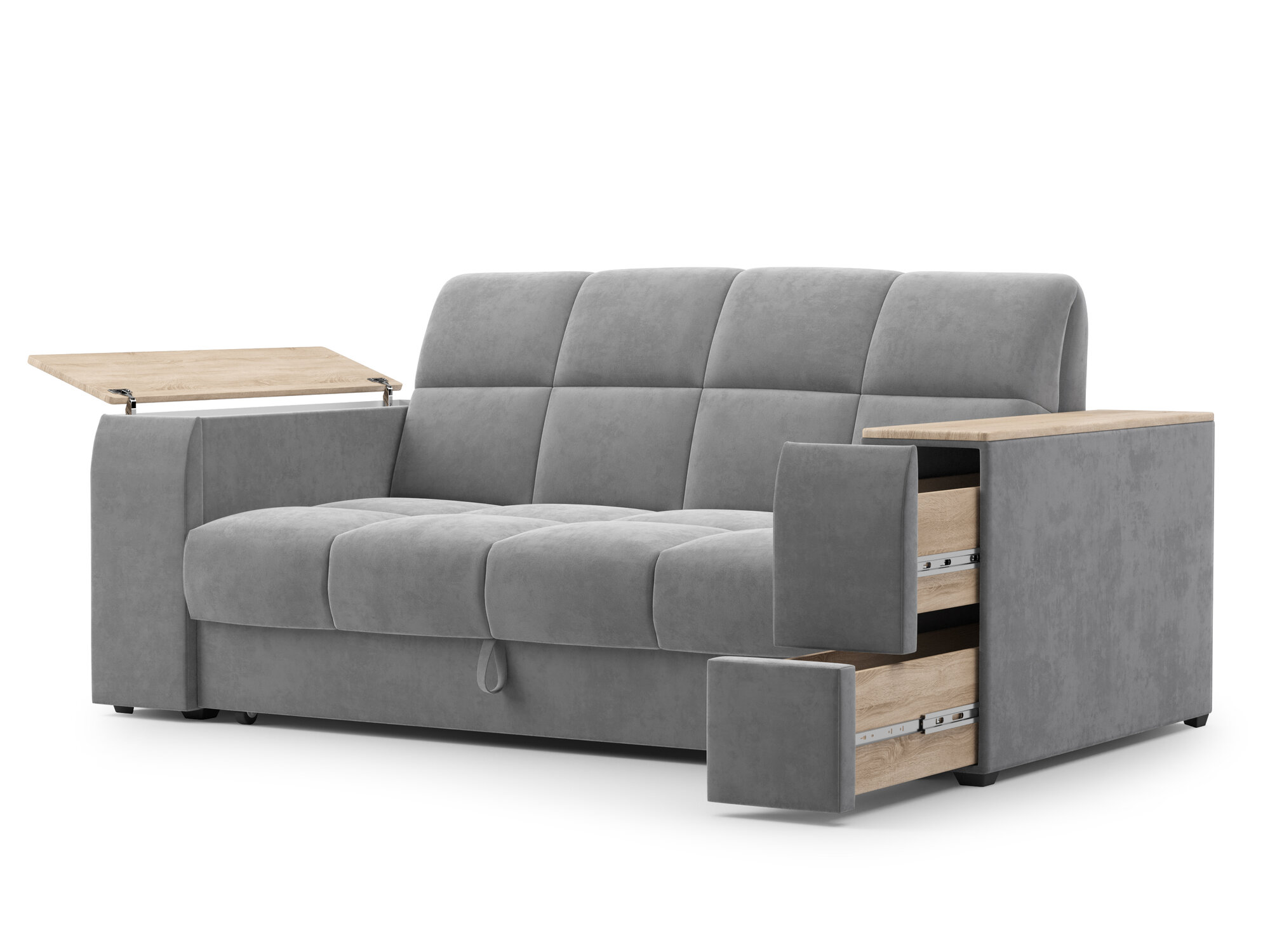 Диван-кровать Флай, аккордеон, подлокотники короб+ящики, 140*200 с ортопедическим основанием, съемный чехол, велюр.