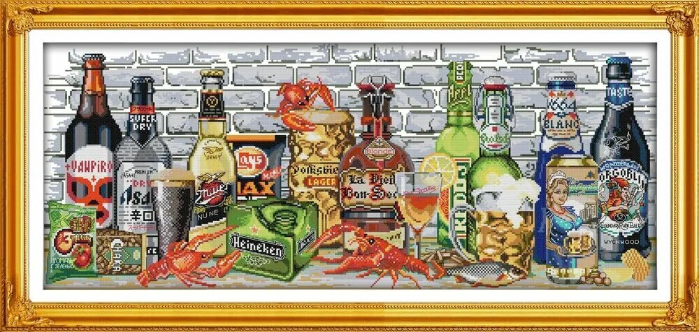 NKFвышивка крестом наборы, Схема на 14CT "бутылка для вина",77*36CM