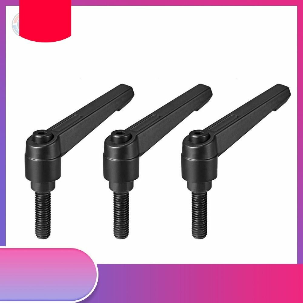 Болт регулируемый зажимной рычаг M8x25 мм, набор из 3 штук, легированная сталь, черный, универсальный крепеж для мебели и техники