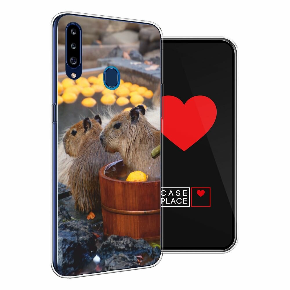 Чехол на Samsung Galaxy A20s / Самсунг Галакси A20s с принтом "Капибары отмокают" — фото 1