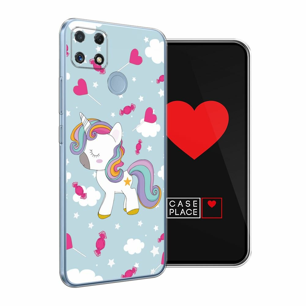 Чехол на Realme C25/C25s / Реалми С25/C25s с принтом "Сладкий единорожек" — фото 1