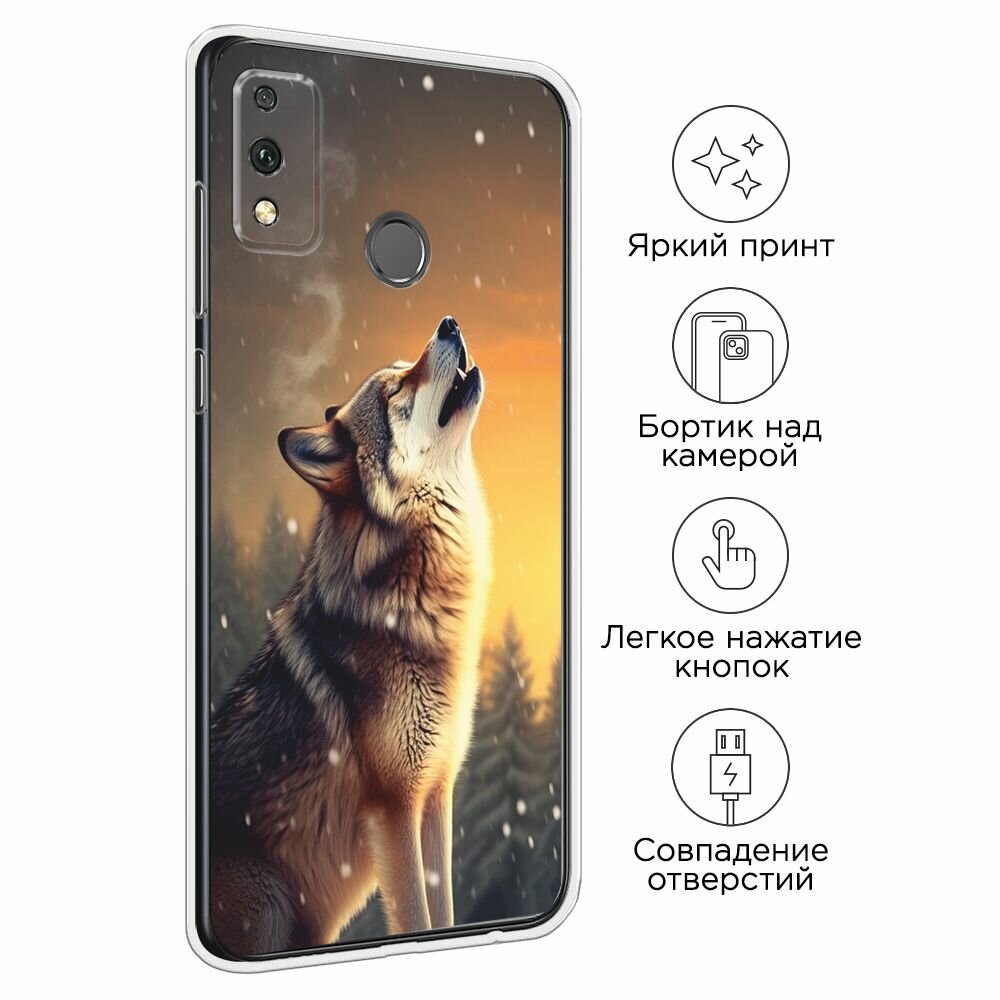 Чехол на Honor 9X Lite / Хонор 9X Лайт с принтом Воющий волк — фото 1