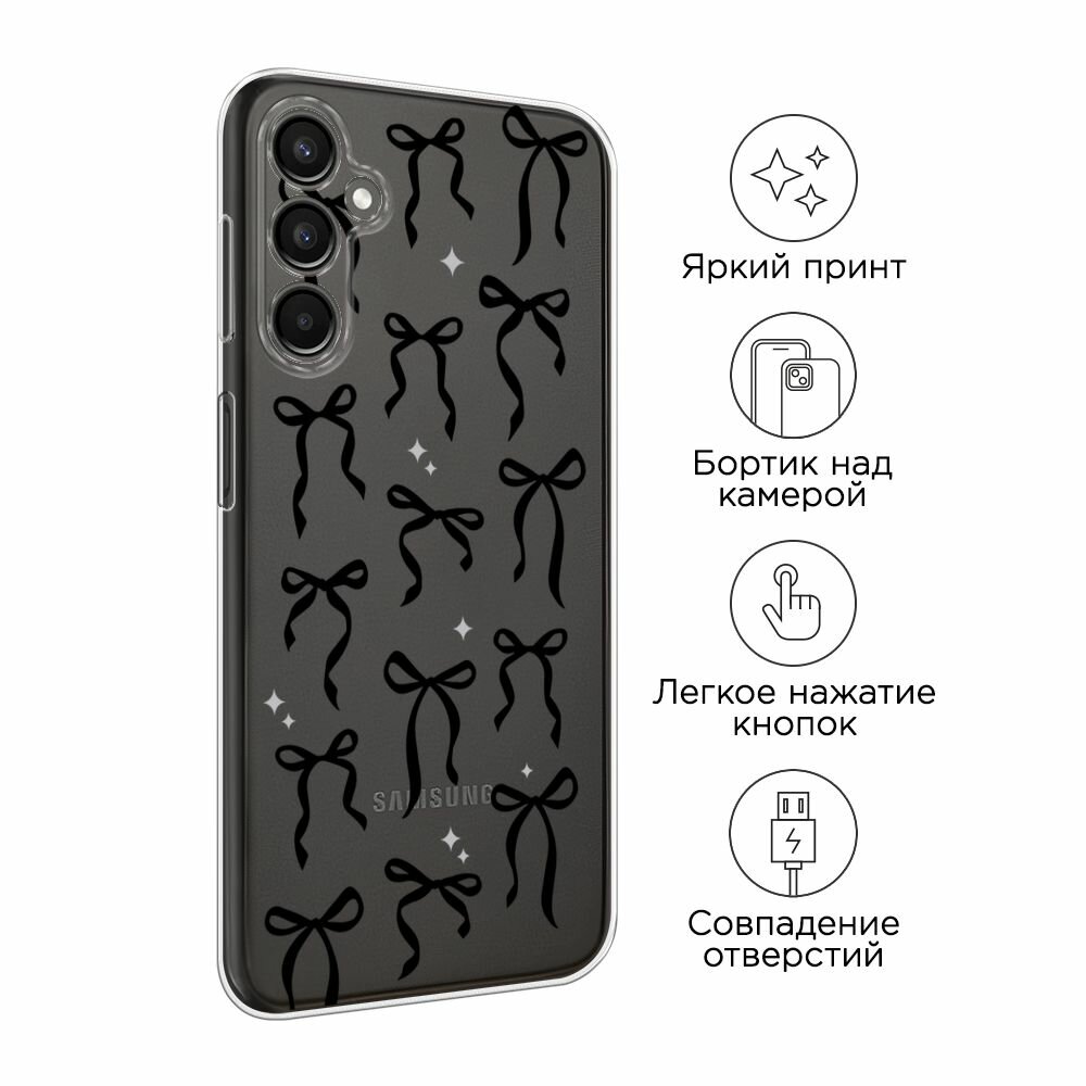 Чехол на Samsung Galaxy A24 / Самсунг Галакси A24 с принтом "Black bows", прозрачный — фото 1