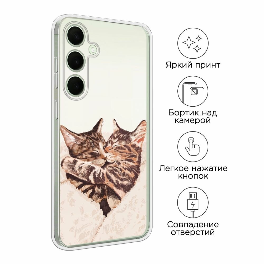 Чехол на Samsung Galaxy S25 Plus / Самсунг S25 Плюс с принтом "Влюбленные котейки - 14 февраля" — фото 1
