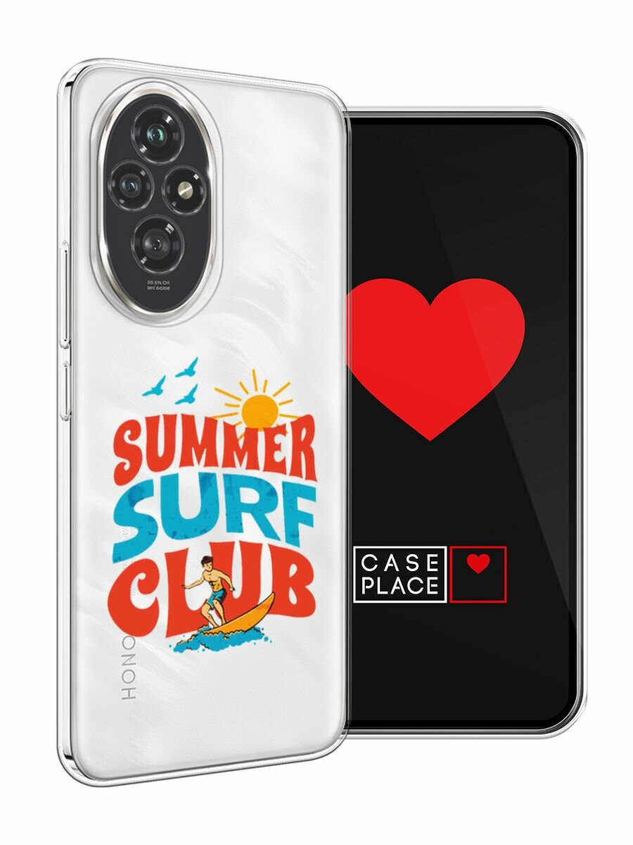 Чехол на Honor 200 / Хонор 200 с принтом "Summer surf club", прозрачный — фото 1