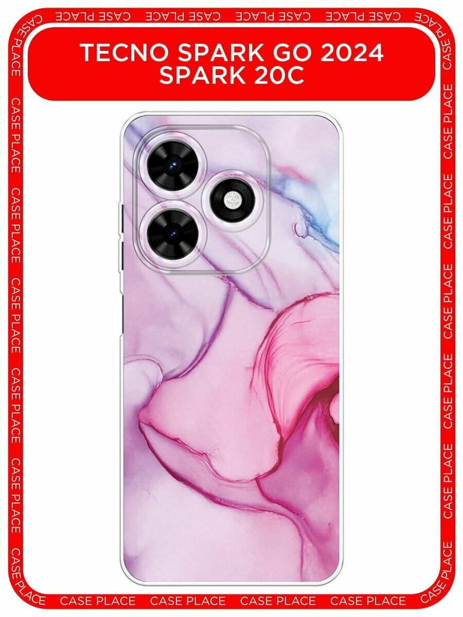 Чехол на Tecno Spark Go 2024/Spark 20C / Текно Спарк Го 2024/Спарк 20C с принтом "Розовые мраморные разводы"