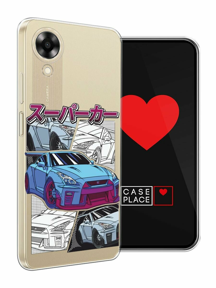 Чехол на Oppo A17K / Оппо A17K с принтом "JDM коллаж", прозрачный — фото 1
