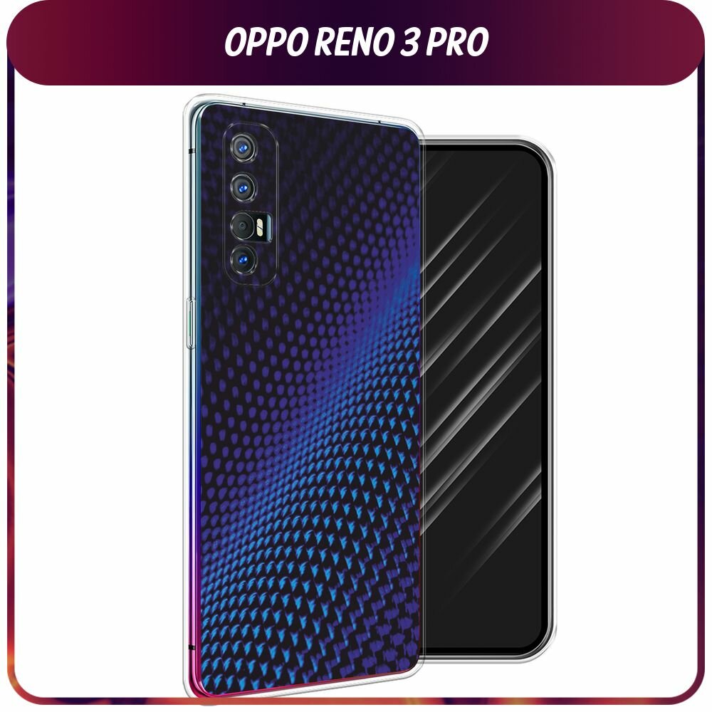 Чехол на Oppo Reno 3 Pro / Оппо Рено 3 Про с принтом "Синий карбон"