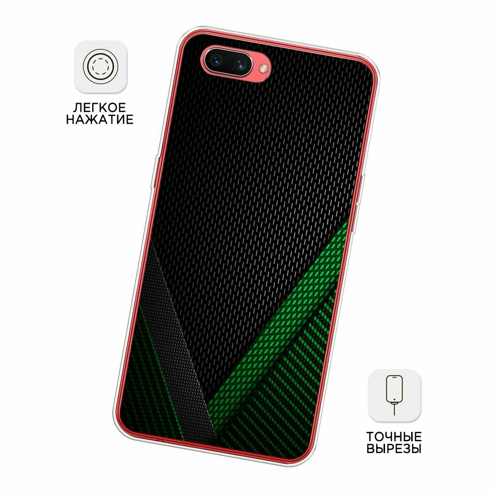Силиконовый чехол на Oppo A3s / Oppo A3s с принтом "Зеленый карбон" — фото 1