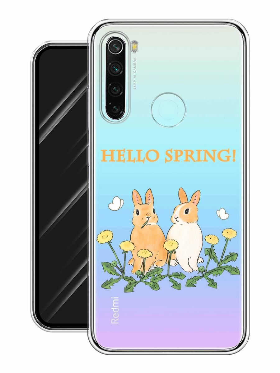 Чехол на Xiaomi Redmi Note 8 / Сяоми Редми Нот 8 с принтом "Весенние кролики", прозрачный — фото 1