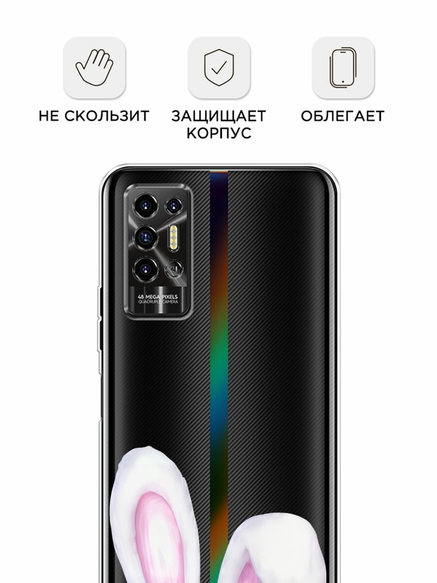 Чехол на Tecno Pova 2 / Текно Пова 2 с принтом "Кроличьи уши 2", прозрачный — фото 1