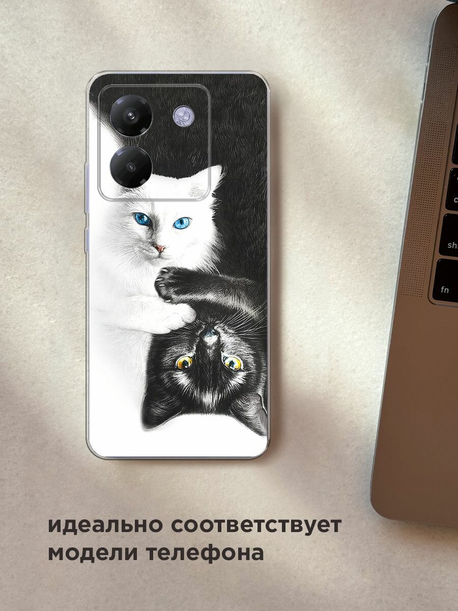 Силиконовый чехол на Poco M7 Pro / Поко М7 Про с принтом "Коты Инь-Янь" — фото 1