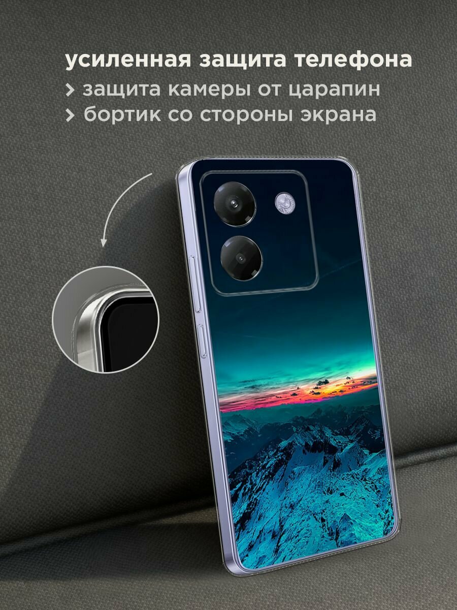 Чехол на Poco M7 Pro / Поко М7 Про с принтом "Закат в горах" — фото 1