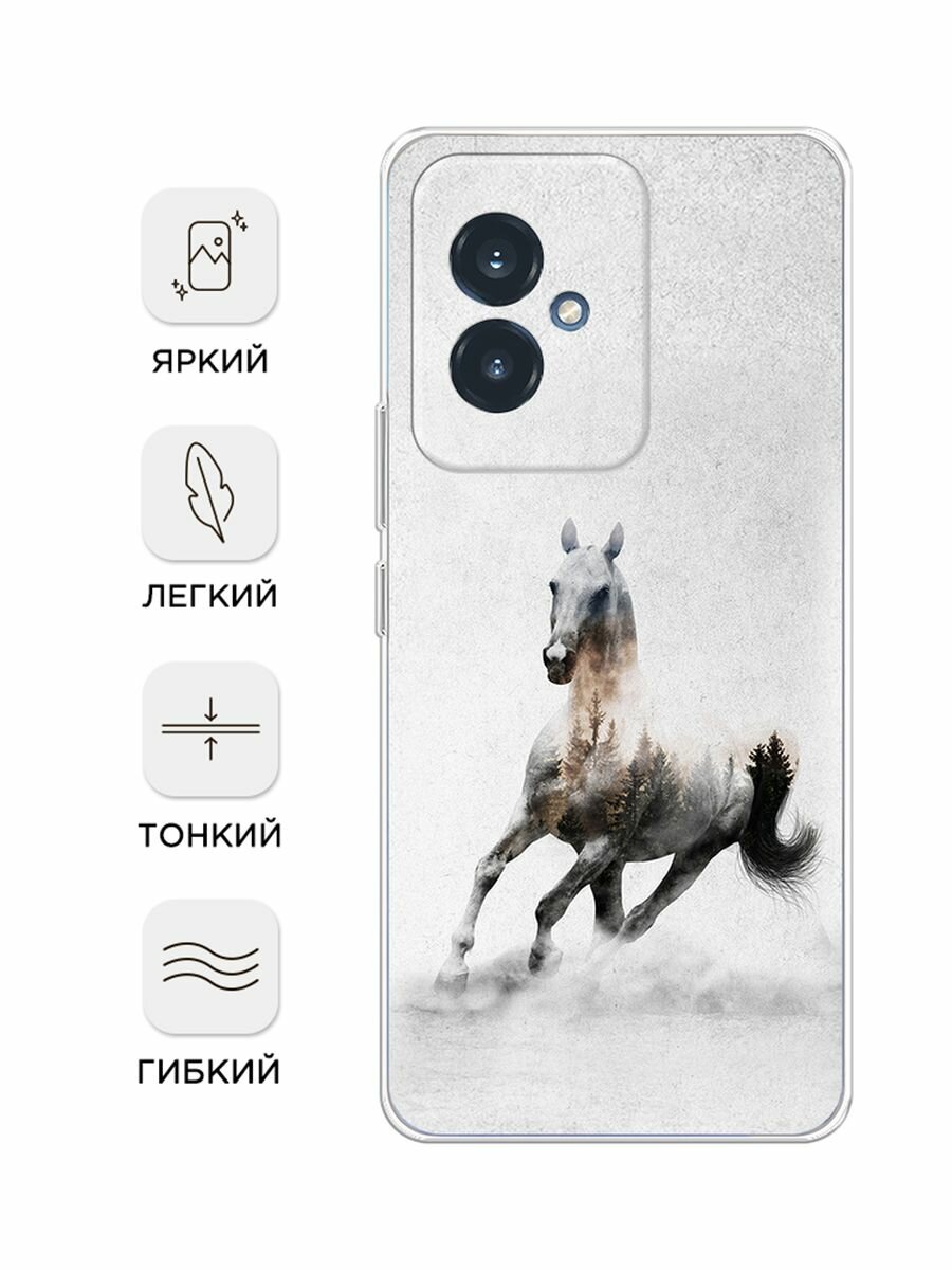 Силиконовый чехол на Honor 100 / Хонор 100 с принтом "Лошадь лес" — фото 1