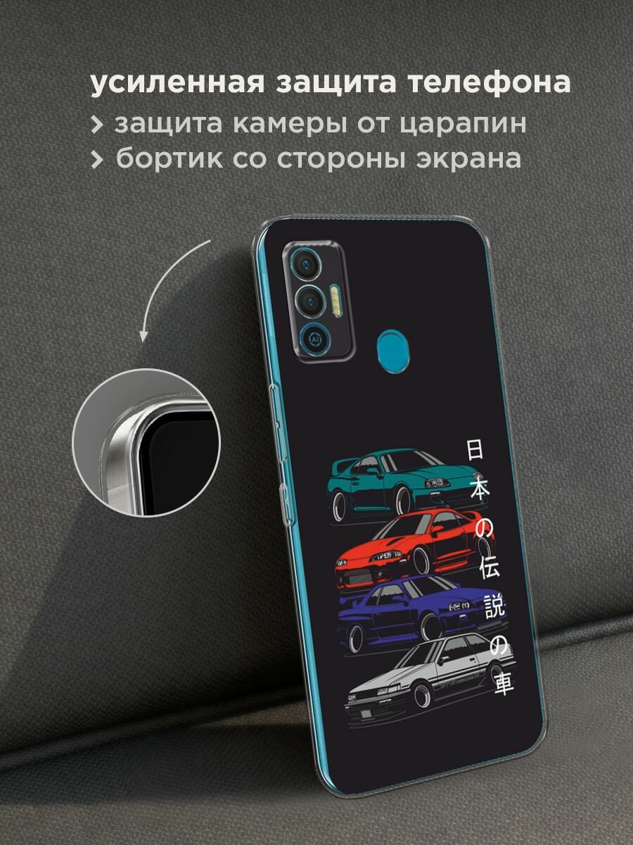 Чехол на Tecno Spark 7 / Техно Спарк 7 с принтом "JDM Legend cars" — фото 1