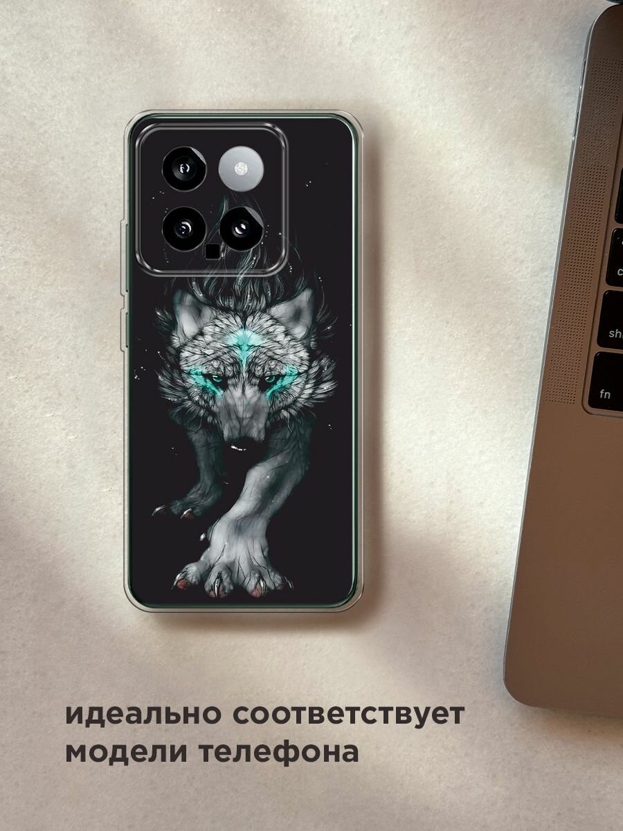 Силиконовый чехол на Xiaomi 14 / Сяоми 14 с принтом "Крадущийся волк" — фото 1