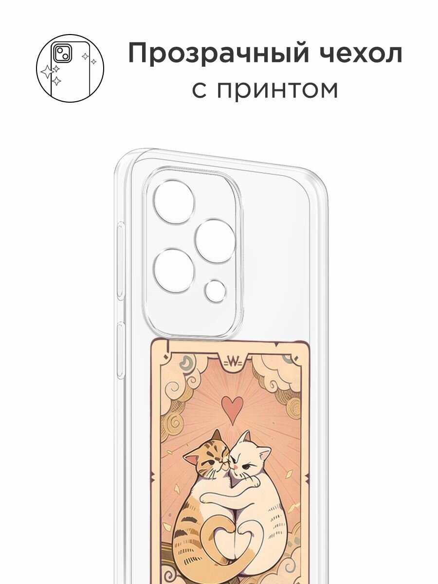 Чехол на Oppo A5x / Оппо А5x с принтом "The lovers cats 2 - 14 февраля", прозрачный — фото 1
