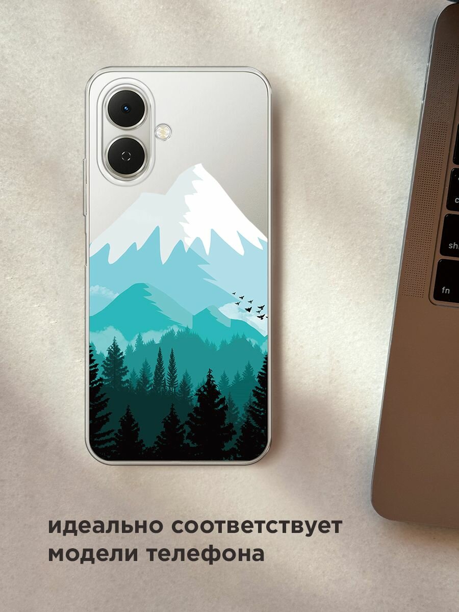 Чехол на Tecno Spark Go 2 / Текно Спарк Го 2 с принтом "Синяя снежная гора", прозрачный — фото 1