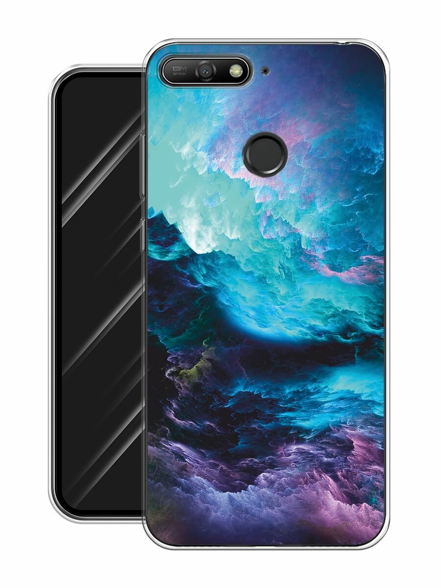 Чехол на Honor 7C/7A Pro/Huawei Y6 Prime 2018 / Хонор 7С/7А Про/Хуавей Y6 Prime 2018 с принтом "Бирюзовое небо" — фото 1