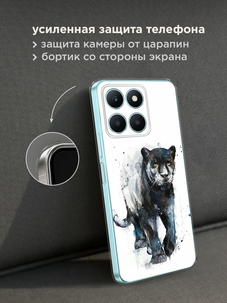 Силиконовый чехол на Honor X6A / Хонор X6A с принтом "Пантера арт 3" — фото 1