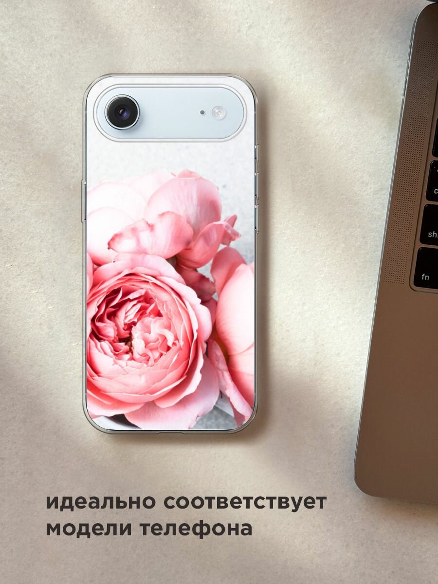 Чехол на Apple iPhone Air / Айфон Айр с принтом "Пионы на белом" — фото 1