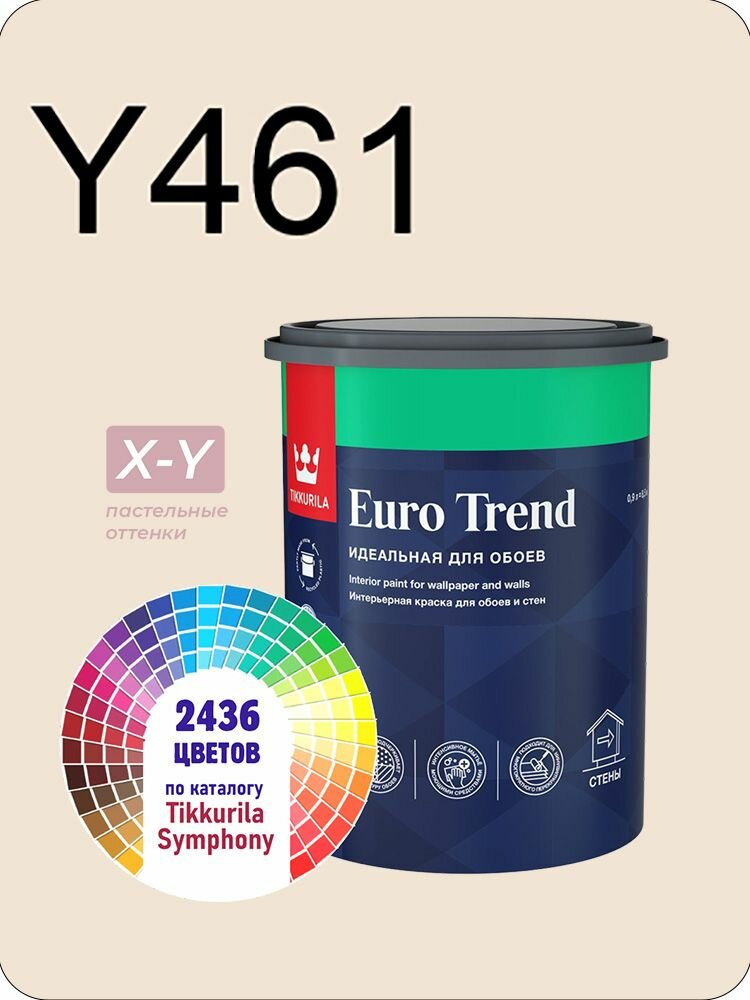 Краска для обоев Tikkurila Euro Trend 0,9л. пастельные оттенки Y461