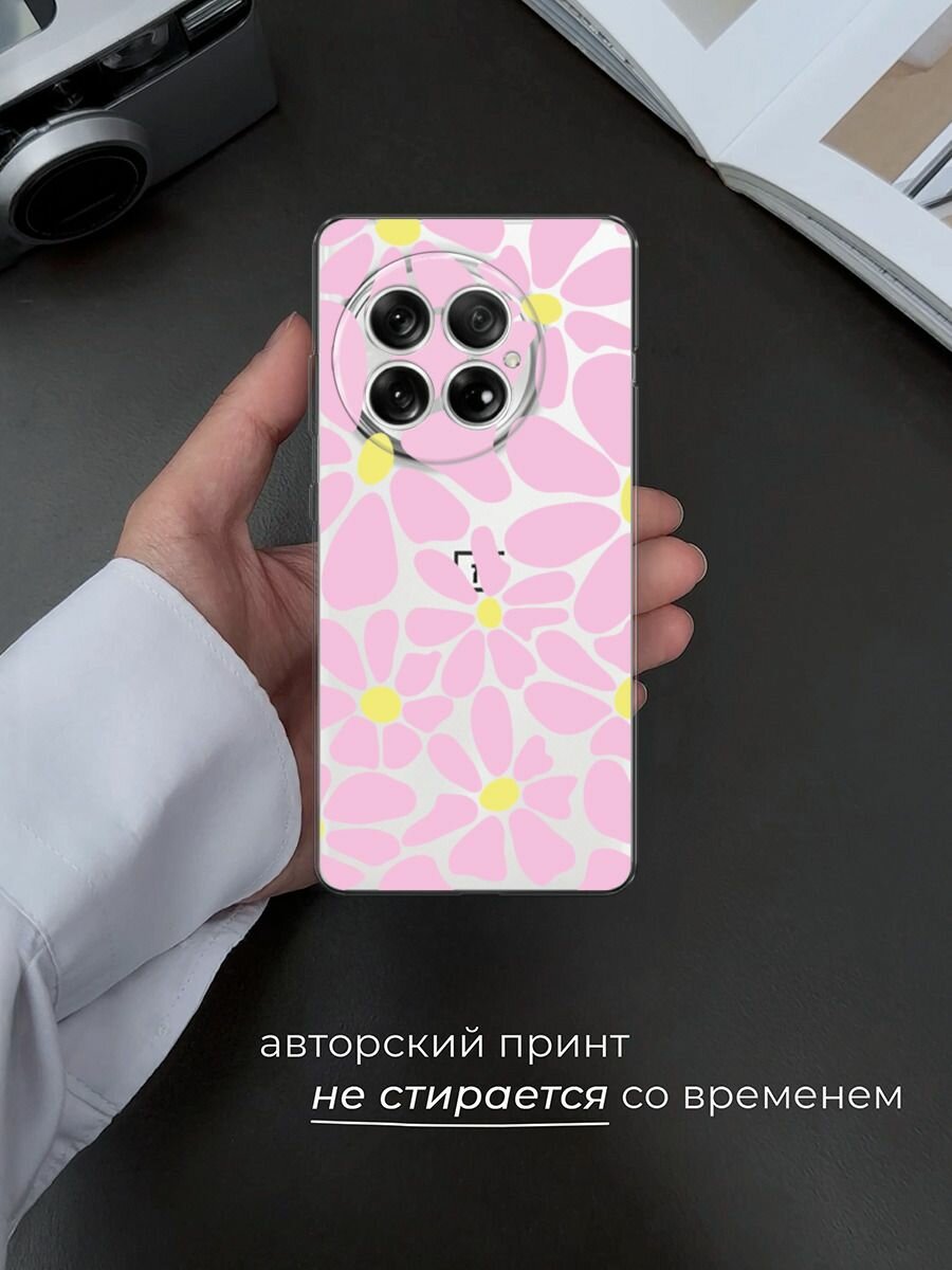 Чехол на OnePlus 13 / Ван Плас 13 с принтом "Розовые лепестки 2", прозрачный — фото 1