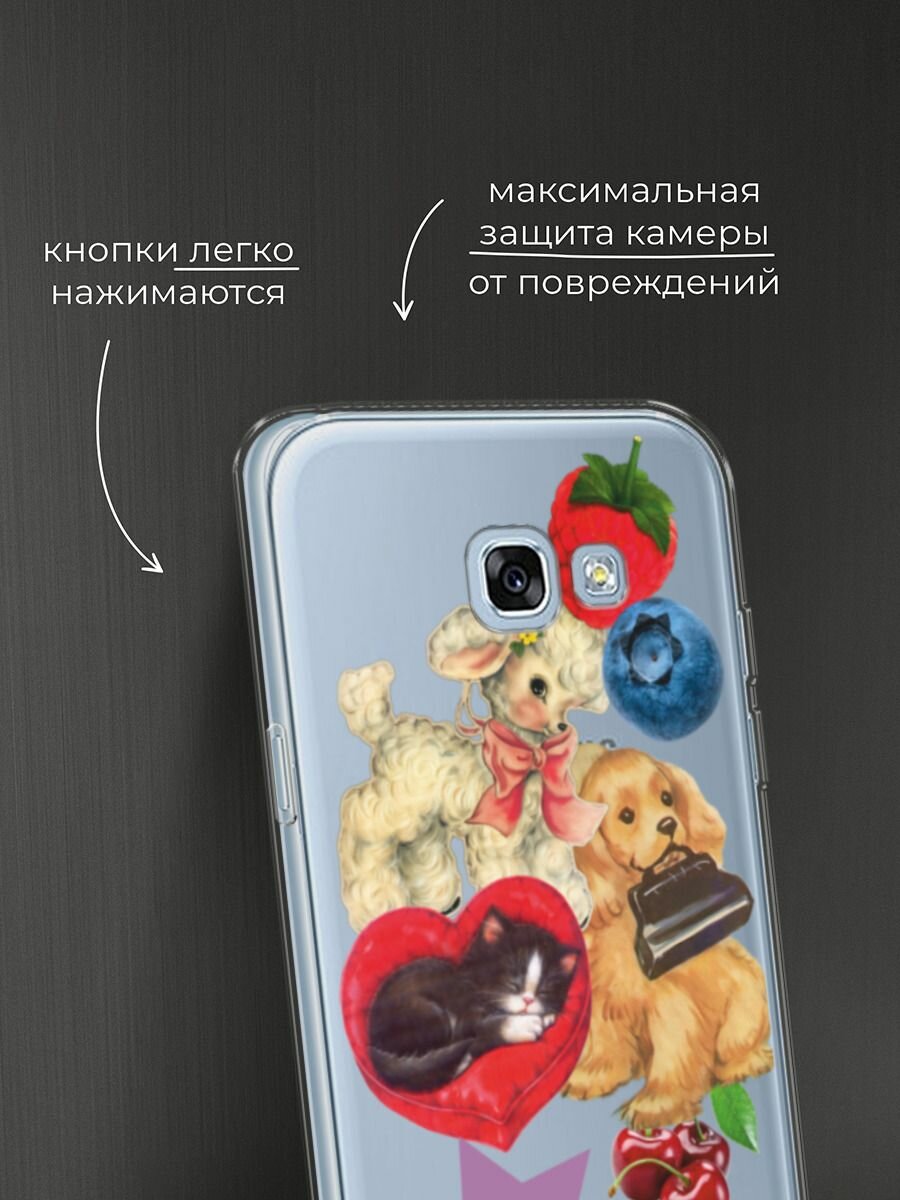 Чехол на Samsung Galaxy A5 2017 / Самсунг Галакси А5 2017 с принтом "Милые стикеры", прозрачный — фото 1