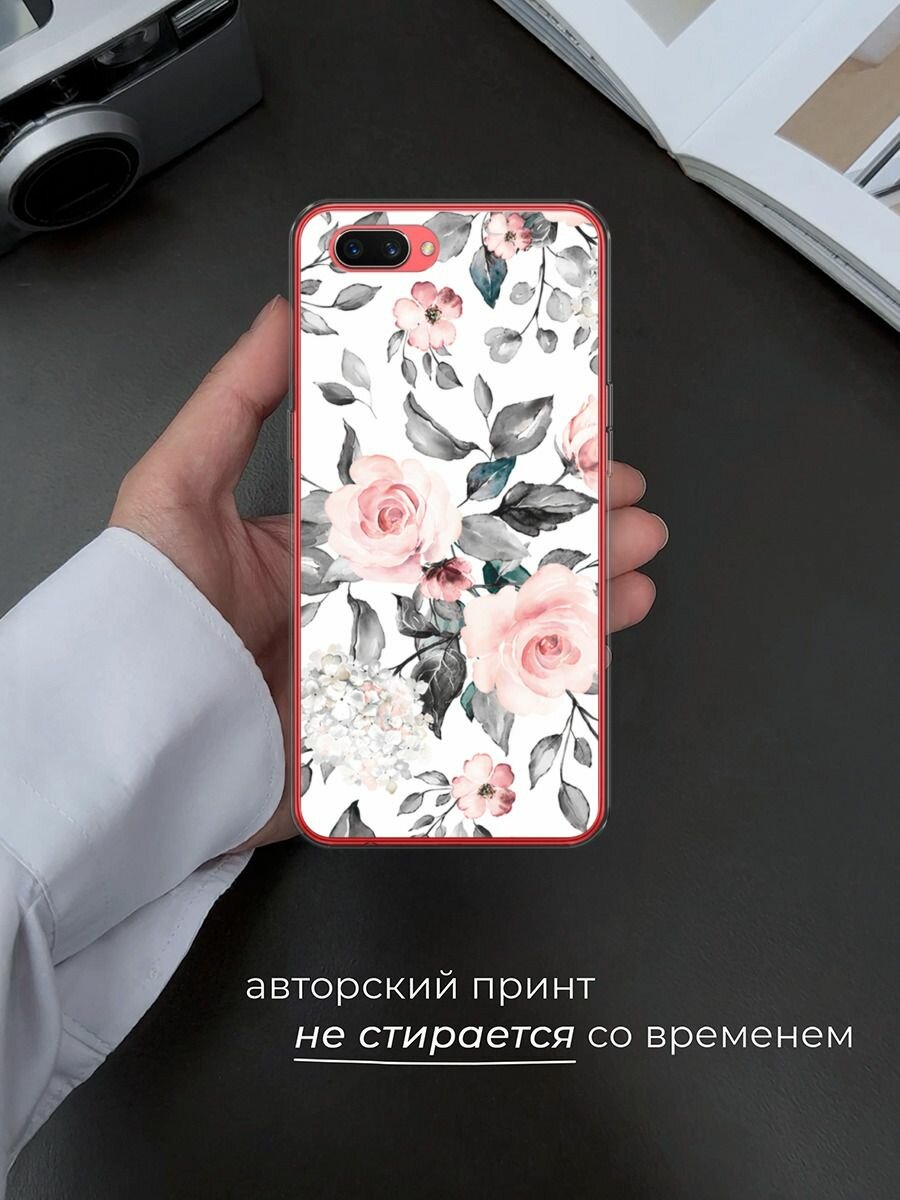 Силиконовый чехол на Oppo A3s / Oppo A3s с принтом "Розы на белом" — фото 1