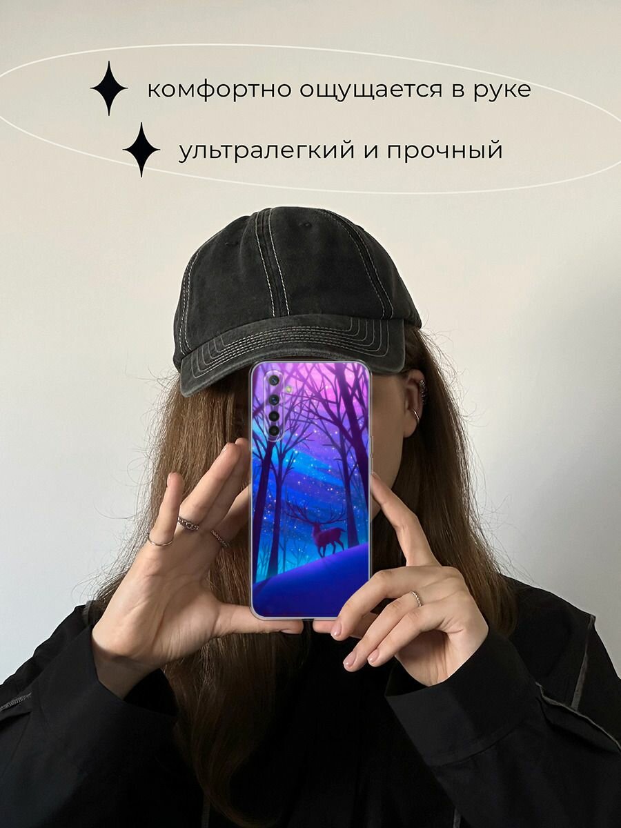Силиконовый чехол на Realme 6 / Реалми 6 с принтом "Северный олень" — фото 1
