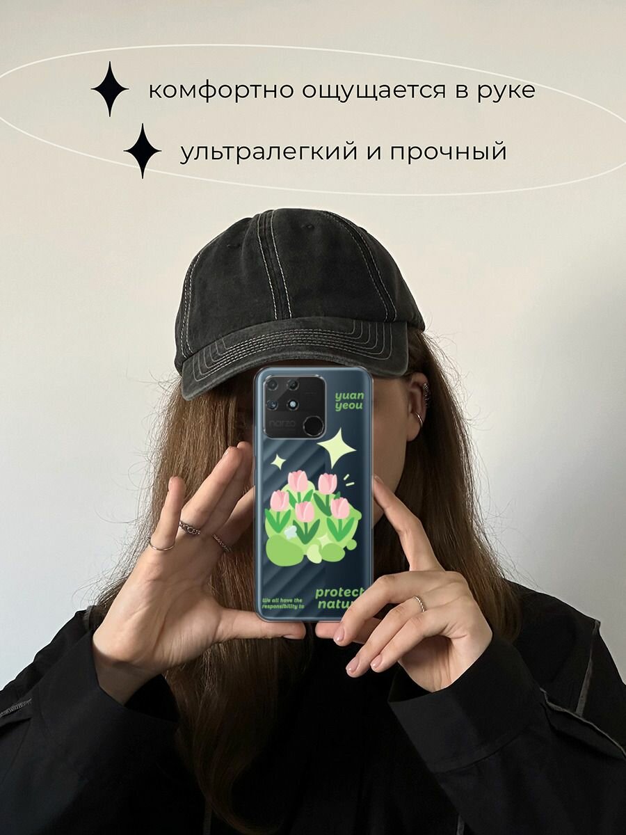 Чехол на Realme Narzo 50A / Реалми Нарзо 50A с принтом "Protect nature" — фото 1