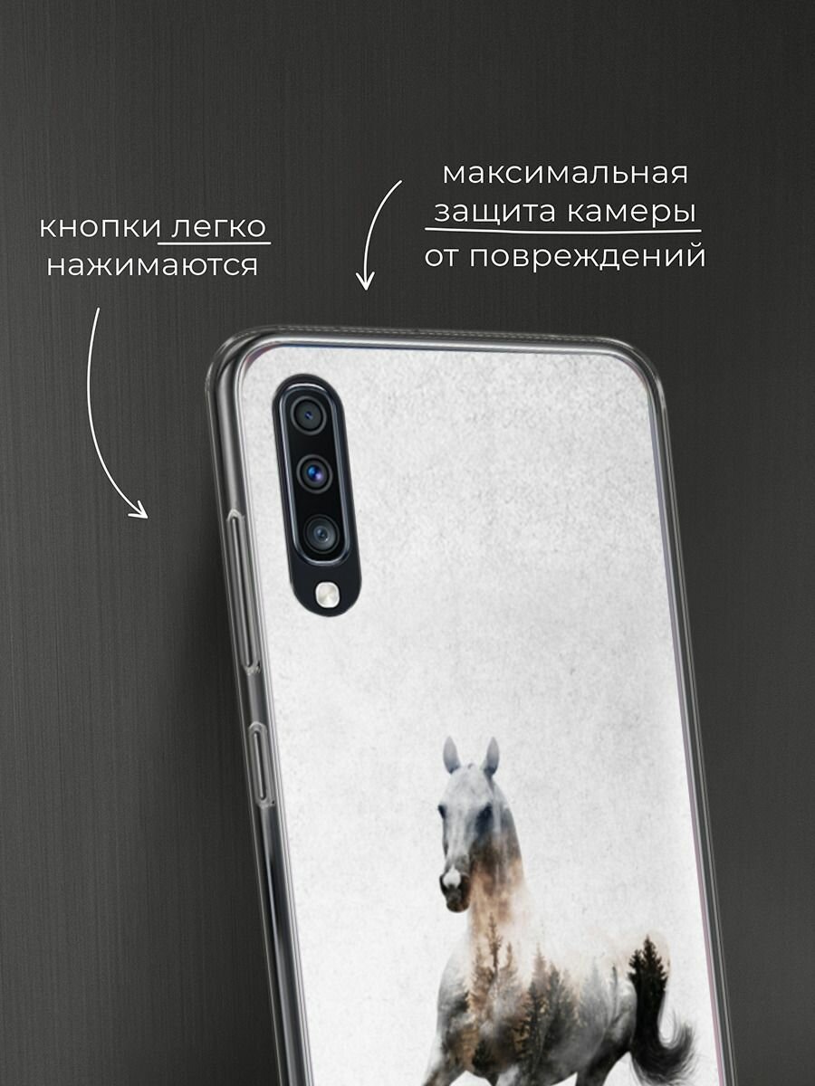 Чехол на Samsung Galaxy A70 / Самсунг Галакси А70 с принтом "Лошадь лес" — фото 1
