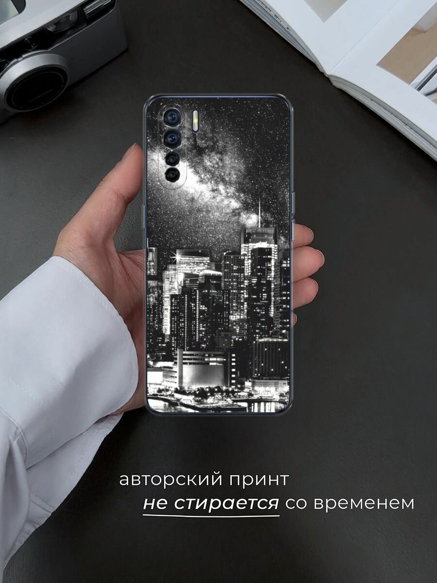 Чехол на Oppo A91/Reno 3 / Оппо A91/Рено 3 с принтом "Ночной Нью-Йорк" — фото 1