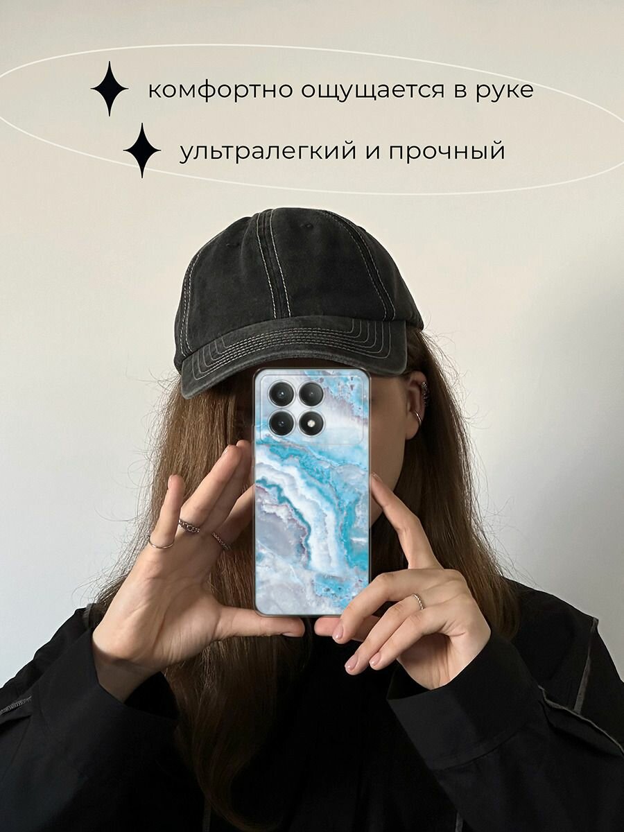 Чехол на Xiaomi Poco X6 PRO 5G / Поко X6 Про 5G с принтом "Нежно-голубой мрамор" — фото 1