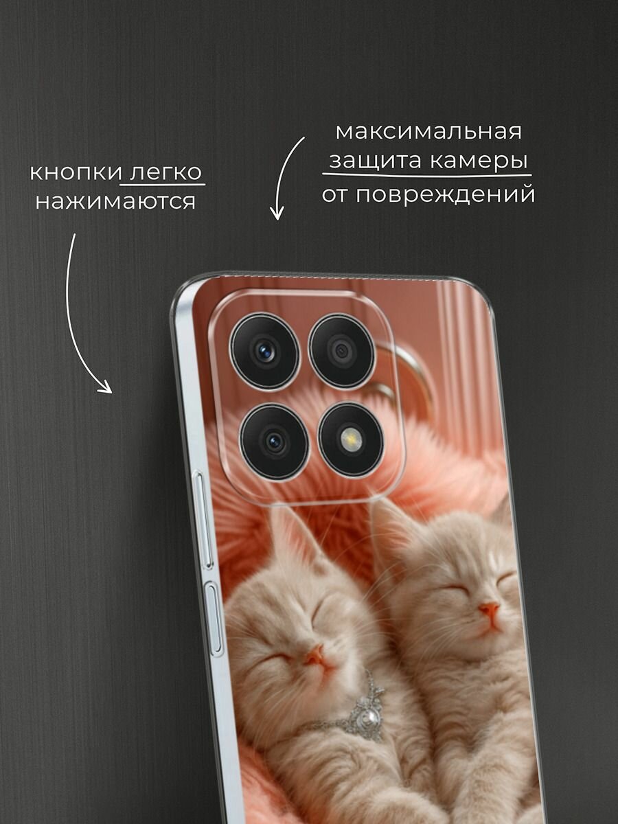 Силиконовый чехол на Honor X8A / Хонор X8A с принтом "Спящие котики" — фото 1