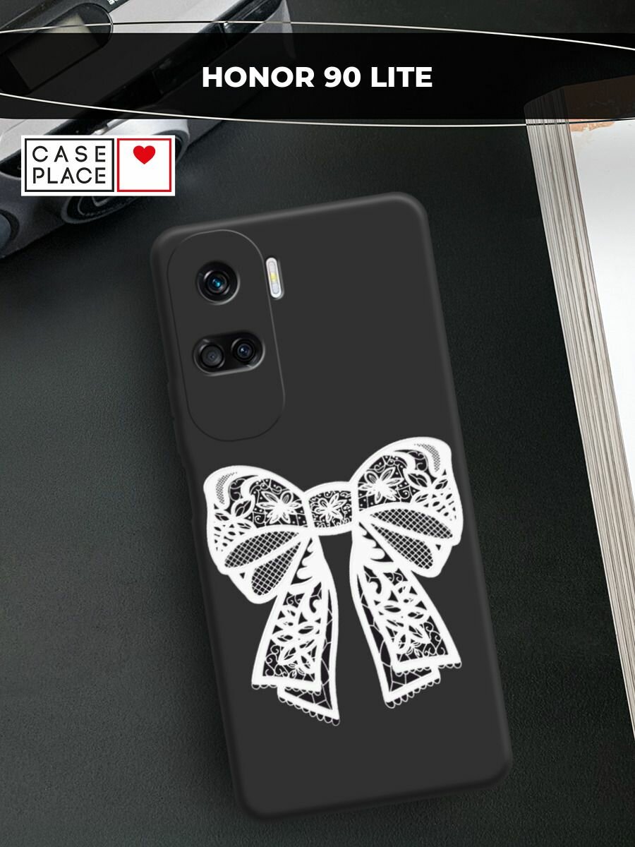 Чехол на Honor 90 Lite / Хонор 90 Лайт с принтом "Синий полосатый бант 3"
