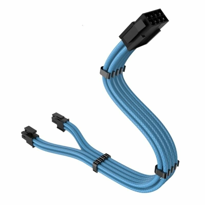CPU 8PIN MALE до 4+4PIN POWER ADVENSION ADVENSION ADVENSENTION 11,8 дюйма Нейлонового шнура, Светло-голубой